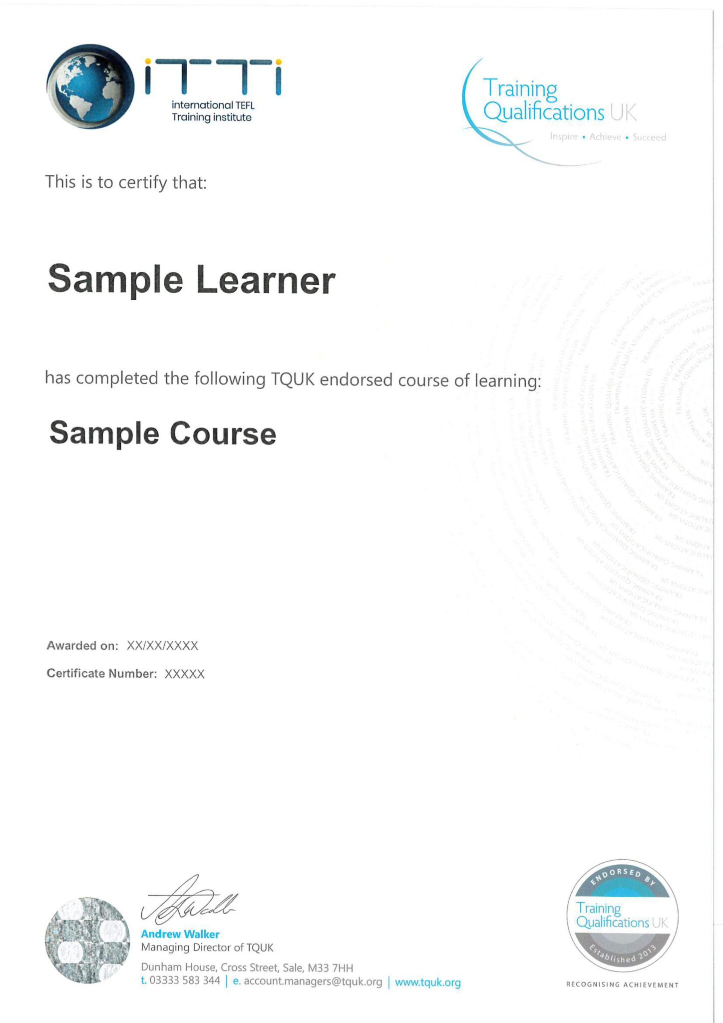 iTTi Certificate Verification | international TEFL Training institute